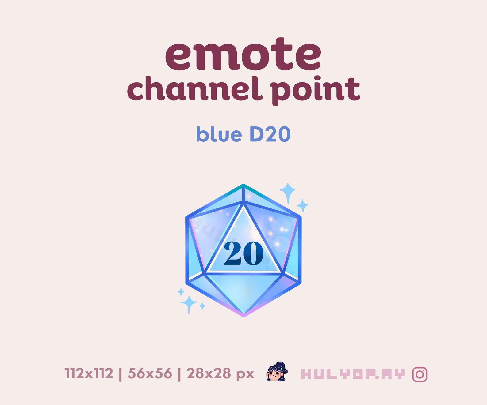Blue D20 | Twitch Emote | Channel Point | Dice Roll | Tabletop ...