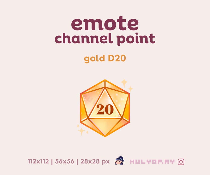 Gold D20 | Twitch Emote | Channel Point | Dice Roll | Tabletop ...