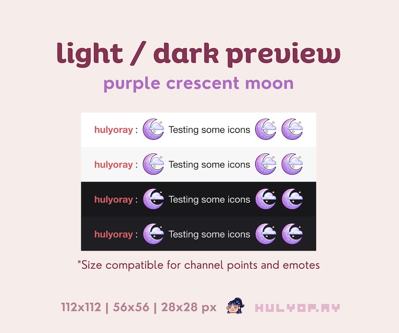 Purple Crescent Moon | Channel Point | Twitch Emote | Celestial | Space ...