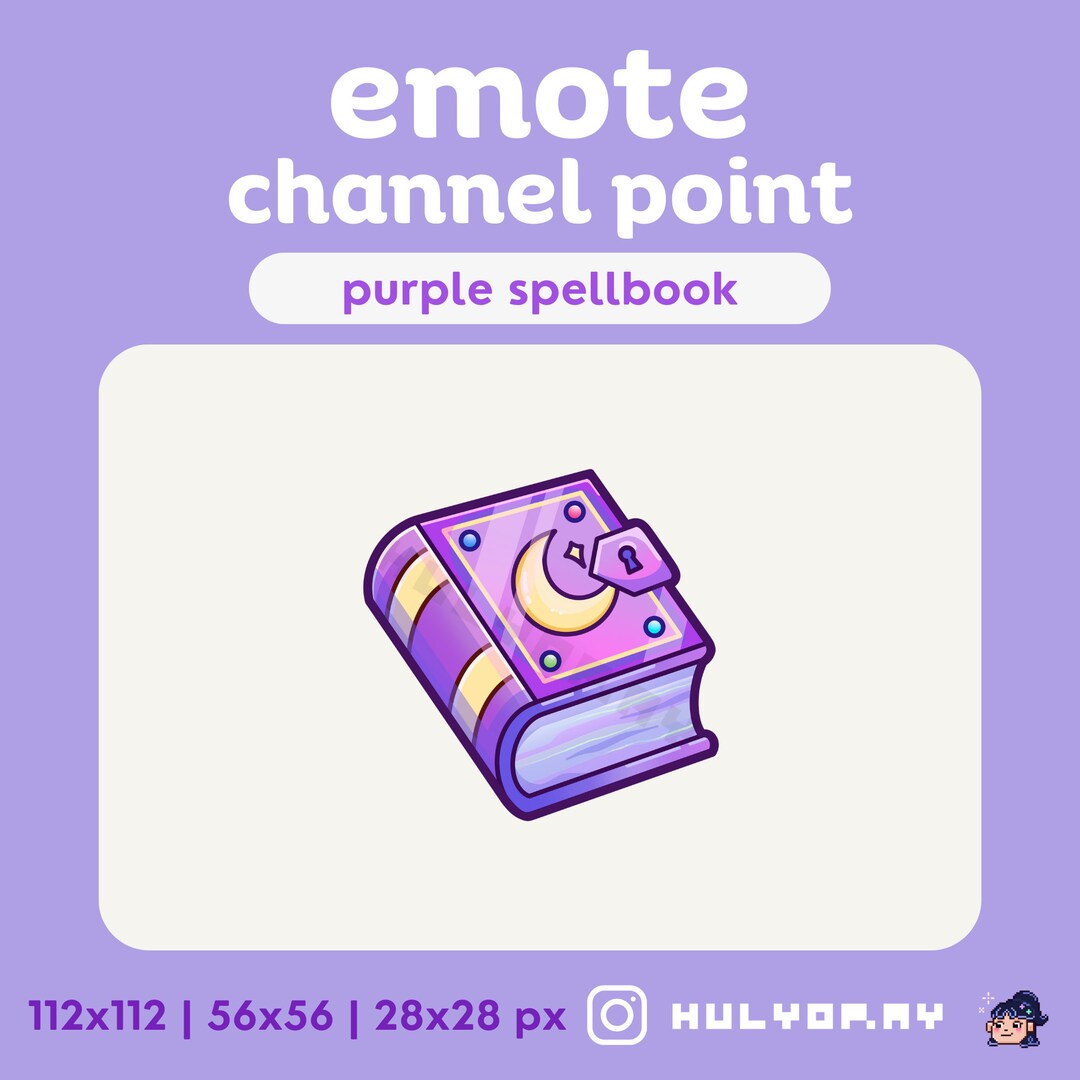 Purple Spellbook Channel Point Twitch Emote Witch Wizard Cute Magical ...