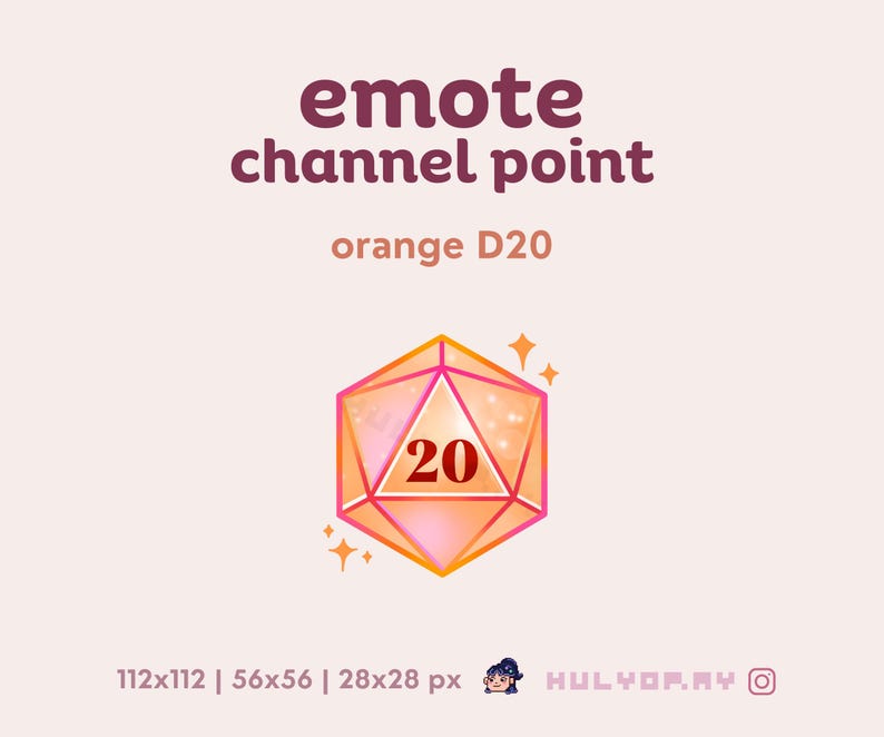 Orange D20 | Twitch Emote | Channel Point | Dice Roll | Tabletop ...