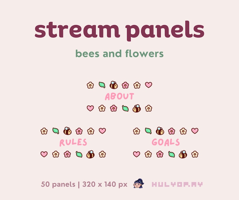 50 Twitch Panels | Bees and Flowers | Doodles | Honeybee | Bumblebee ...