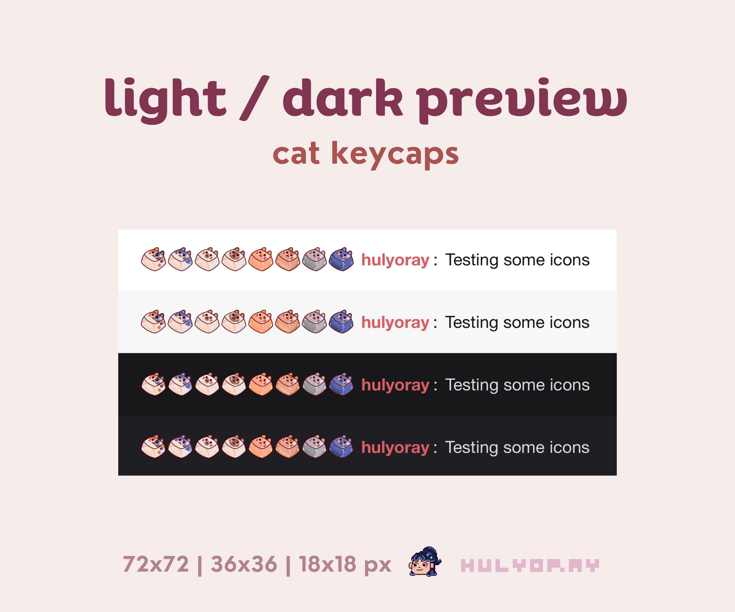 8 Twitch Sub Badges | Cute Cat Keycaps | Channel Bits | Cheers | Kawaii ...