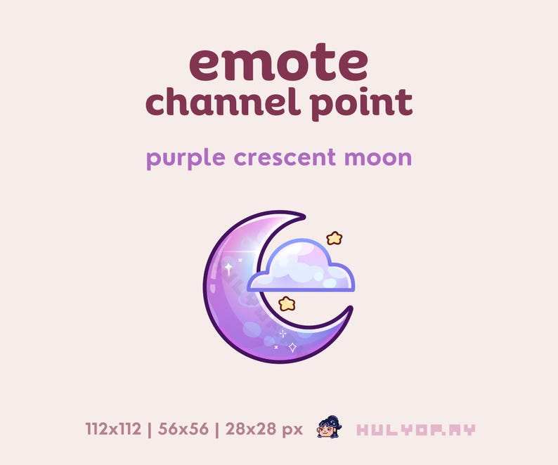 Purple Crescent Moon | Channel Point | Twitch Emote | Celestial | Space ...