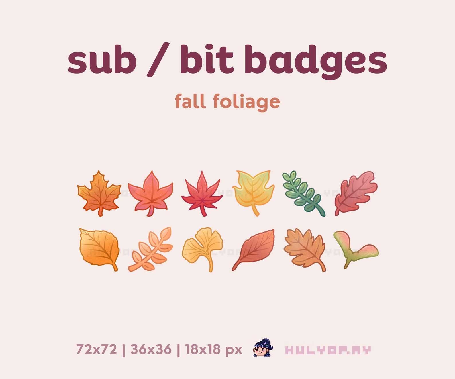 12 Twitch Sub Badges | Fall Foliage | Channel Bits | Autumn Leaves ...