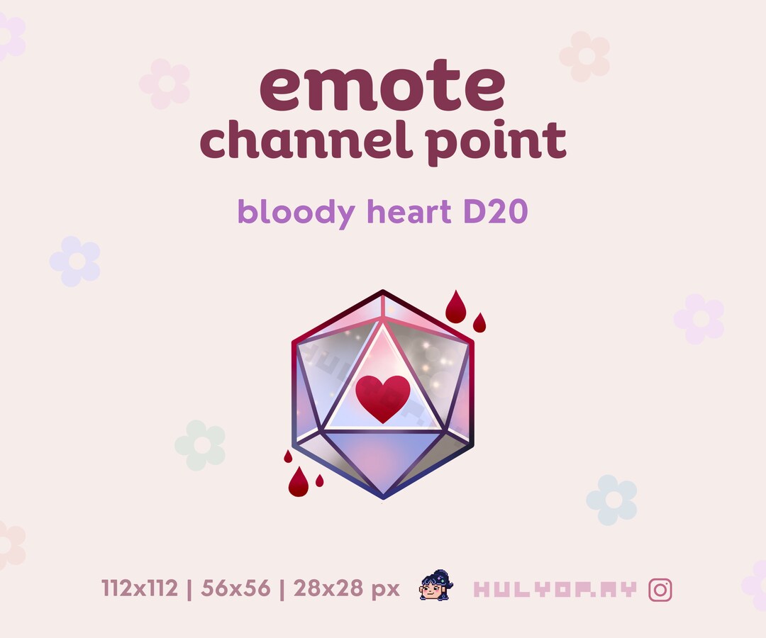 Bloody Heart D20 Twitch Emote Channel Point Critical Success Dice Roll ...
