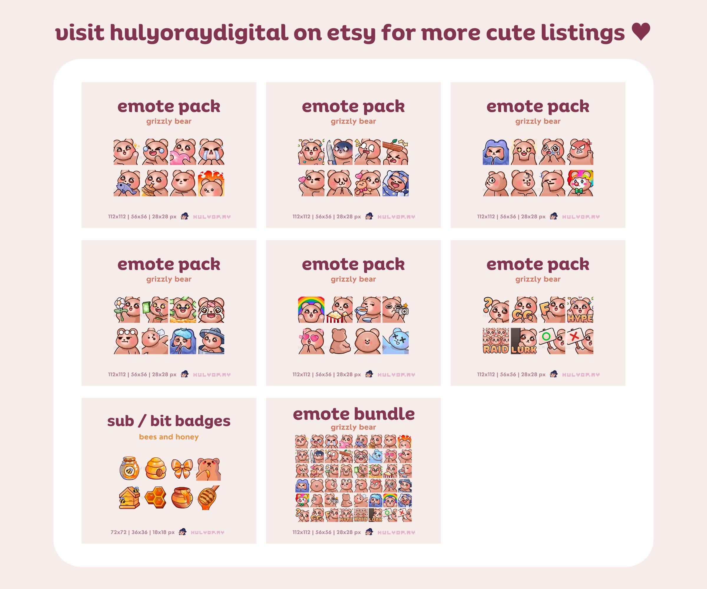 Grizzly Bear | Twitch Emote | Ignore | Channel Point | Cute Cub | Teddy ...