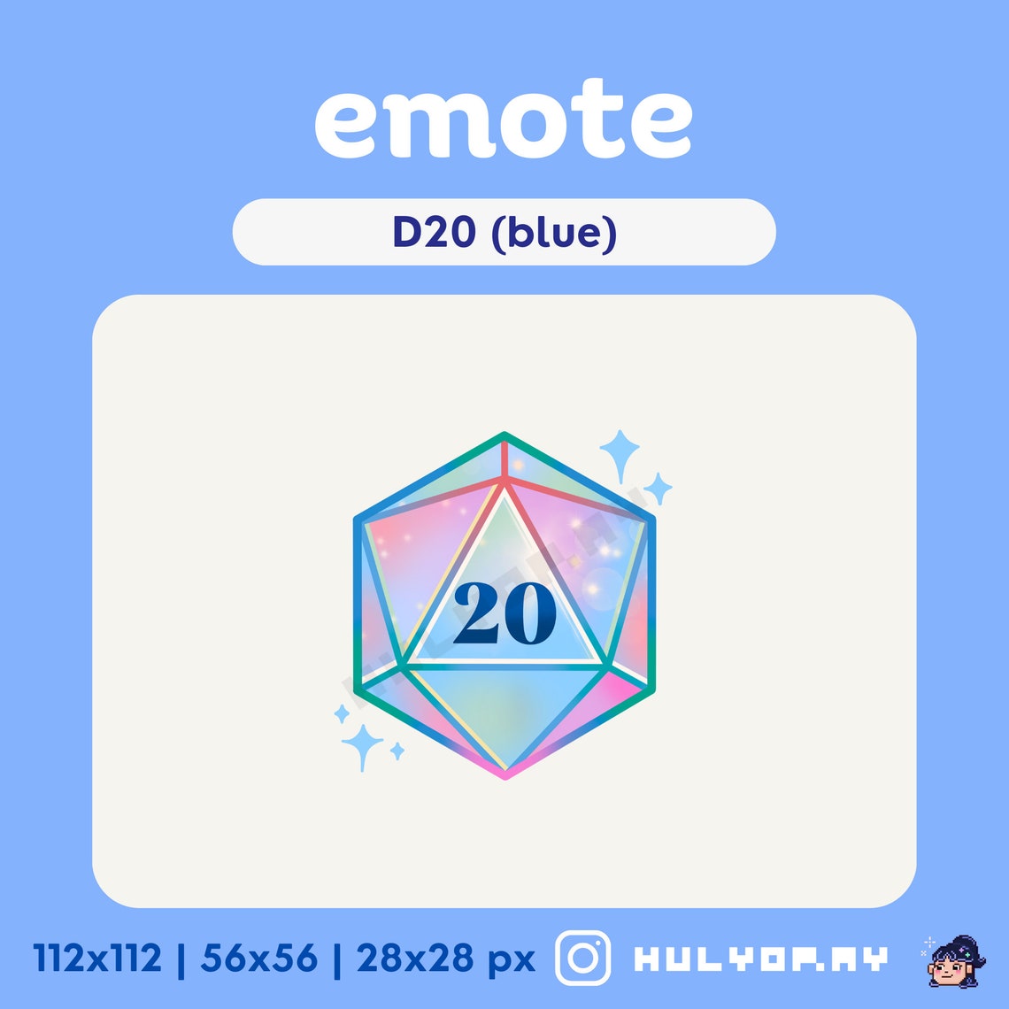 Blue D20 Twitch Emote Channel Point Dice Roll Tabletop Fantasy RPG DND ...