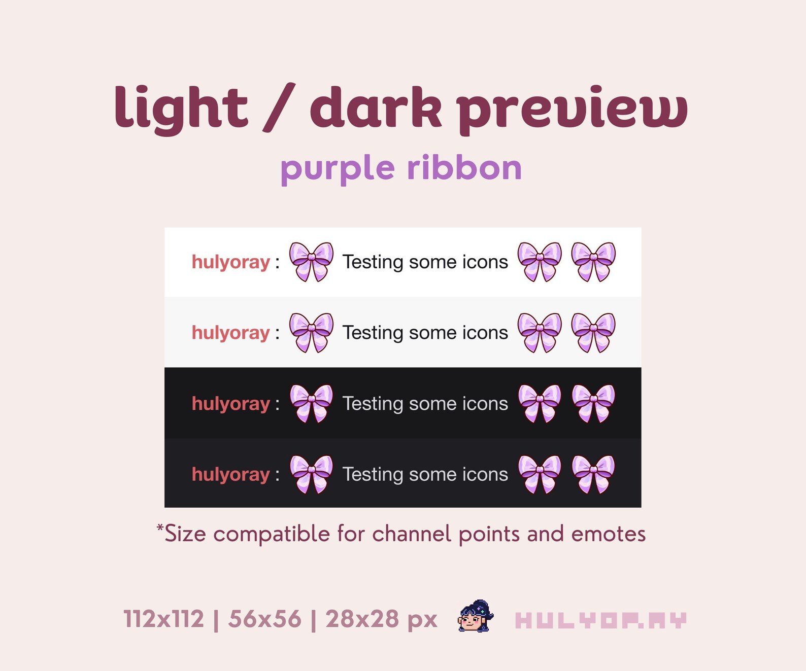 Purple Ribbon | Channel Point | Twitch Emote | Cute Shiny Bow | Magical ...