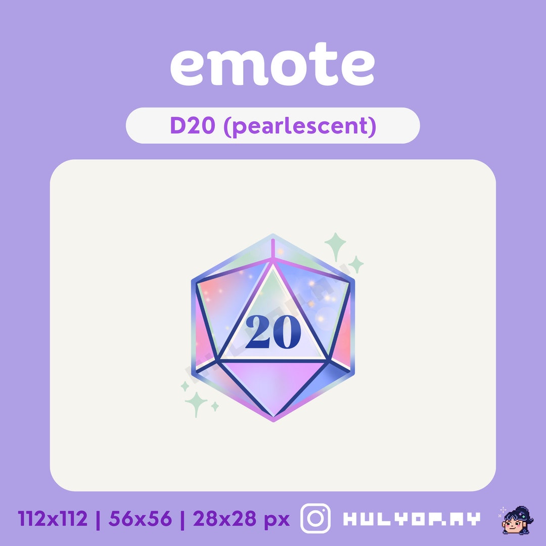Pearlescent D20 Twitch Emote Channel Point Dice Roll Tabletop Fantasy ...