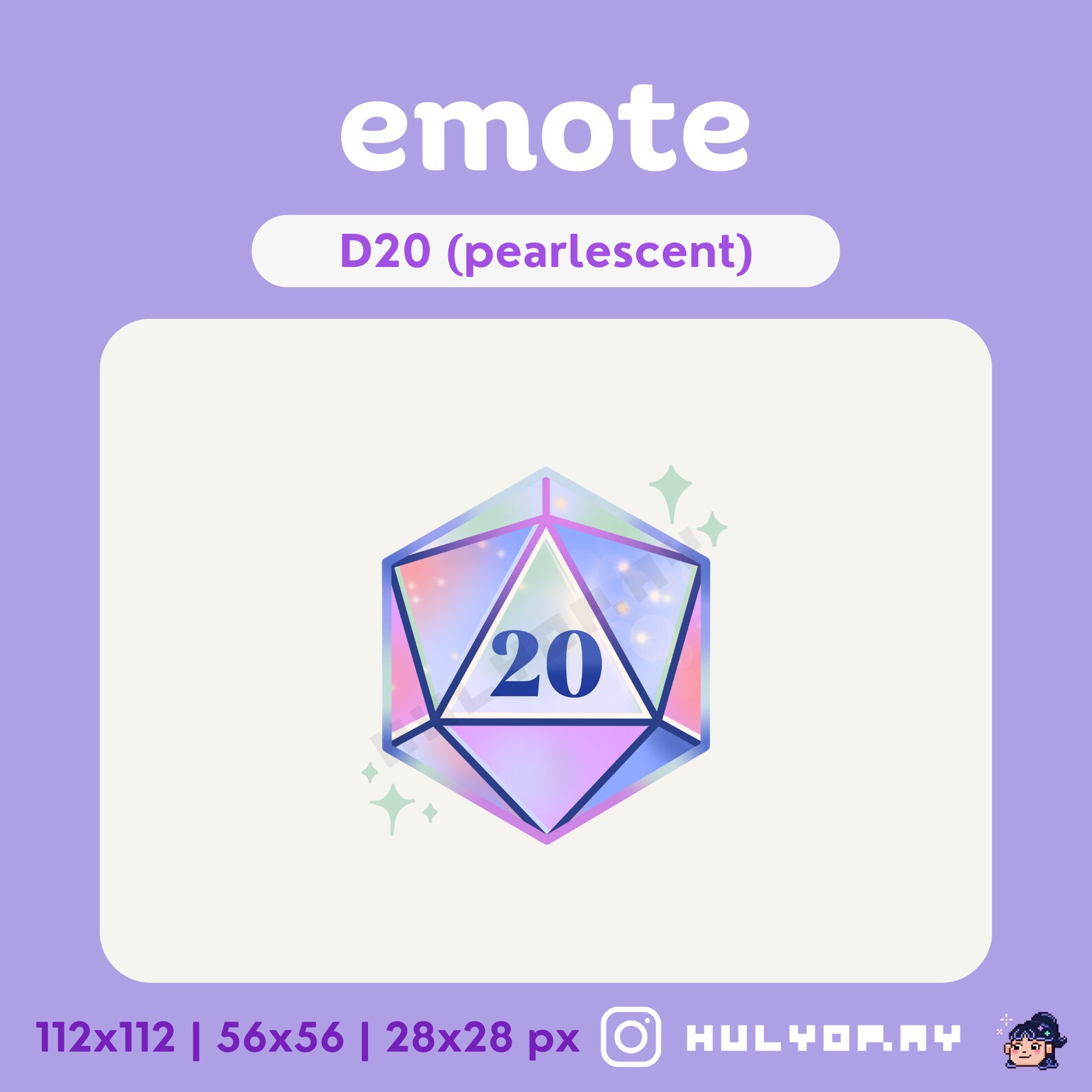 Pearlescent D20 Twitch Emote Channel Point Dice Roll Tabletop Fantasy ...