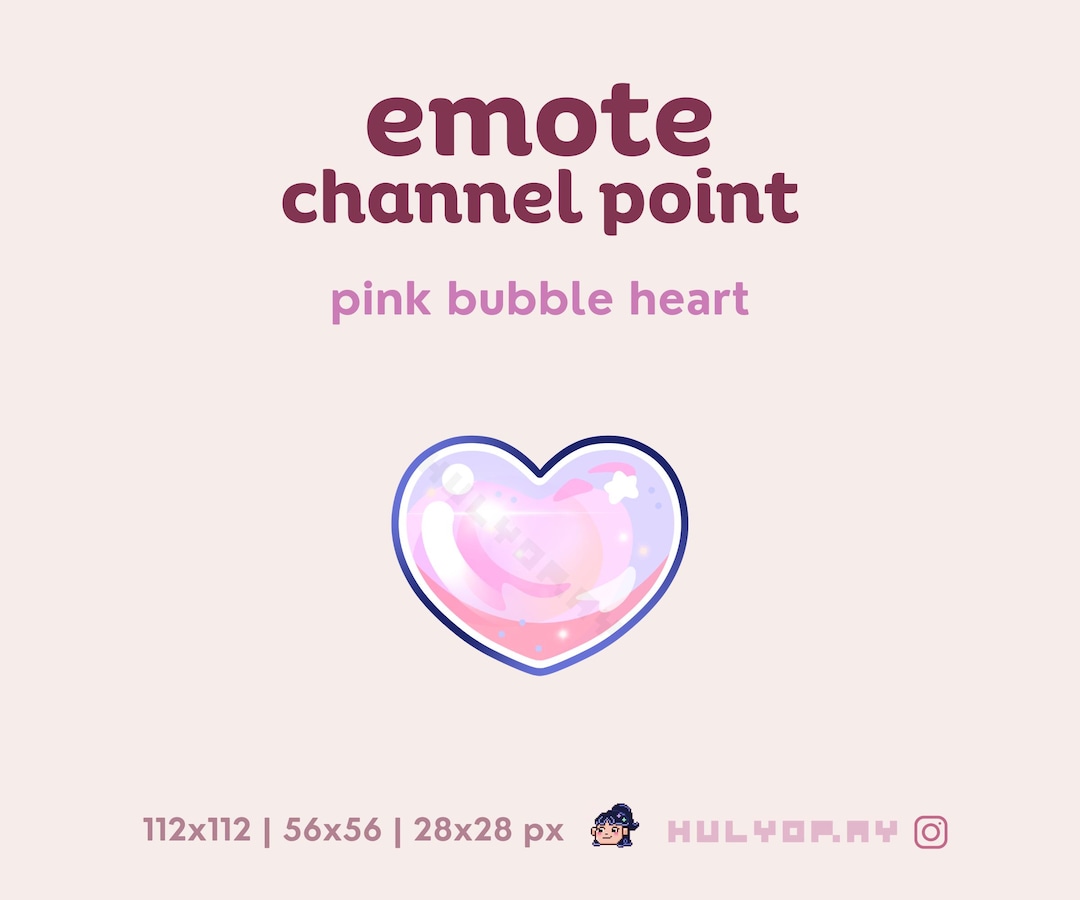 Pink Bubble Heart | Channel Point | Twitch Emote | Pastel | Sparkles ...