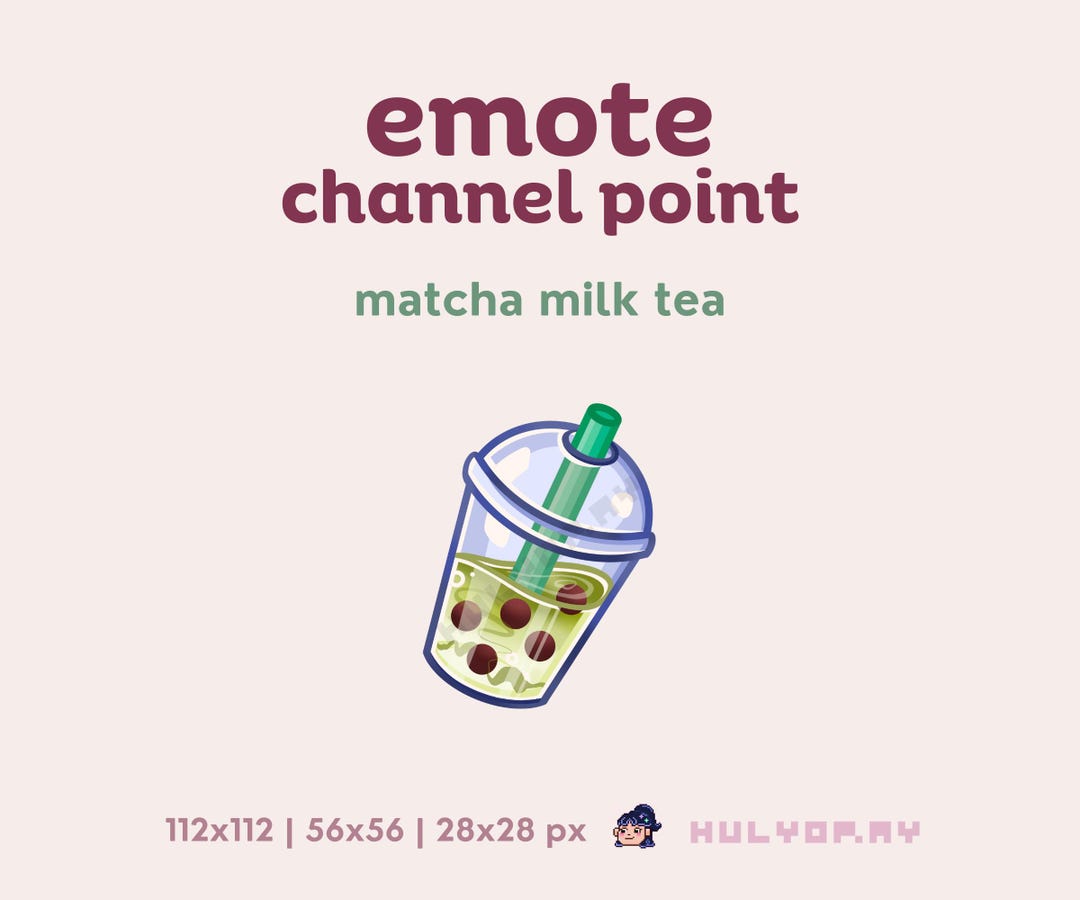 Matcha Milk Tea | Channel Point | Twitch Emote | Green Tea | Boba ...