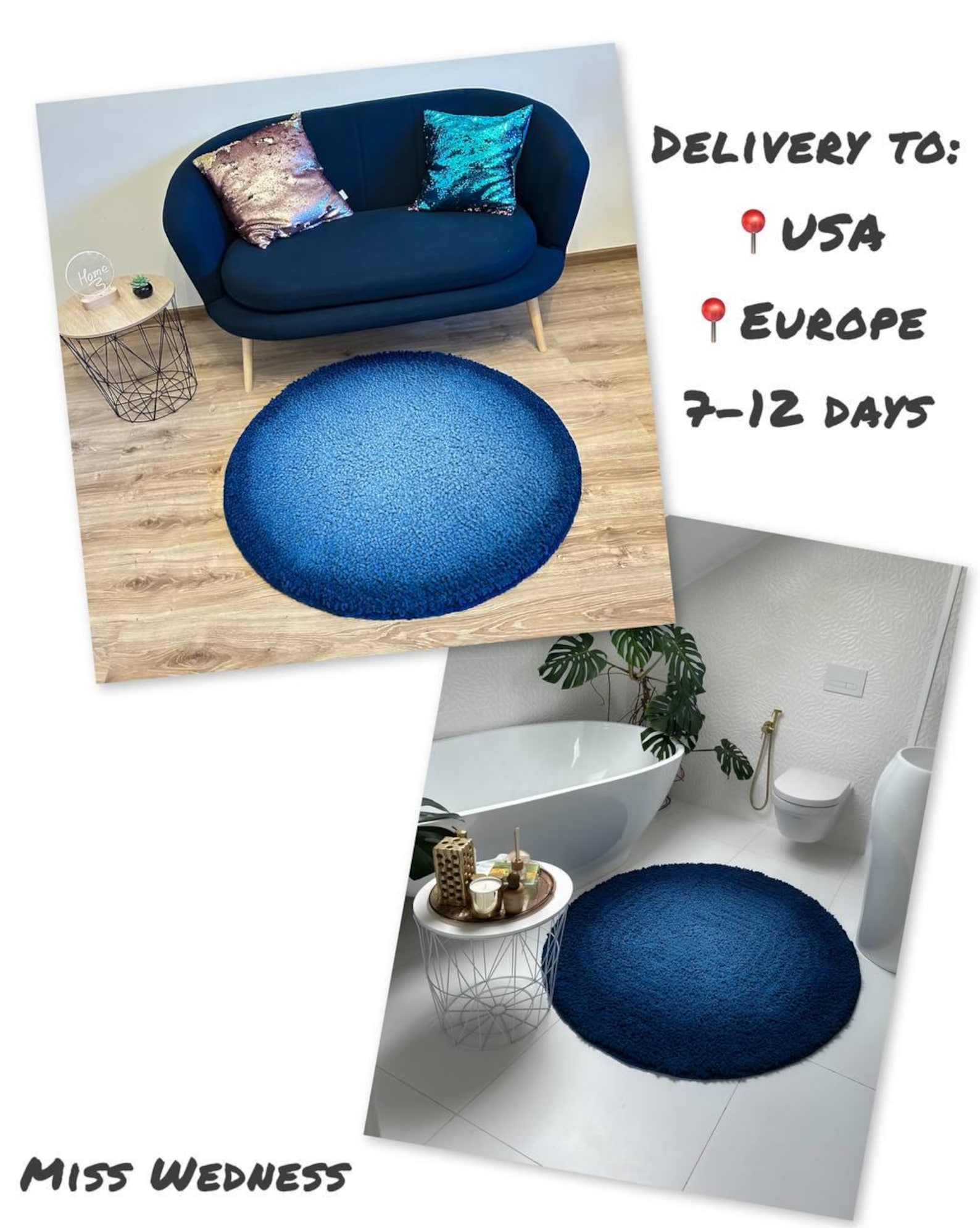 Royal Blue Bathroom Mat – Bathroom Rug 24 Inch - Etsy