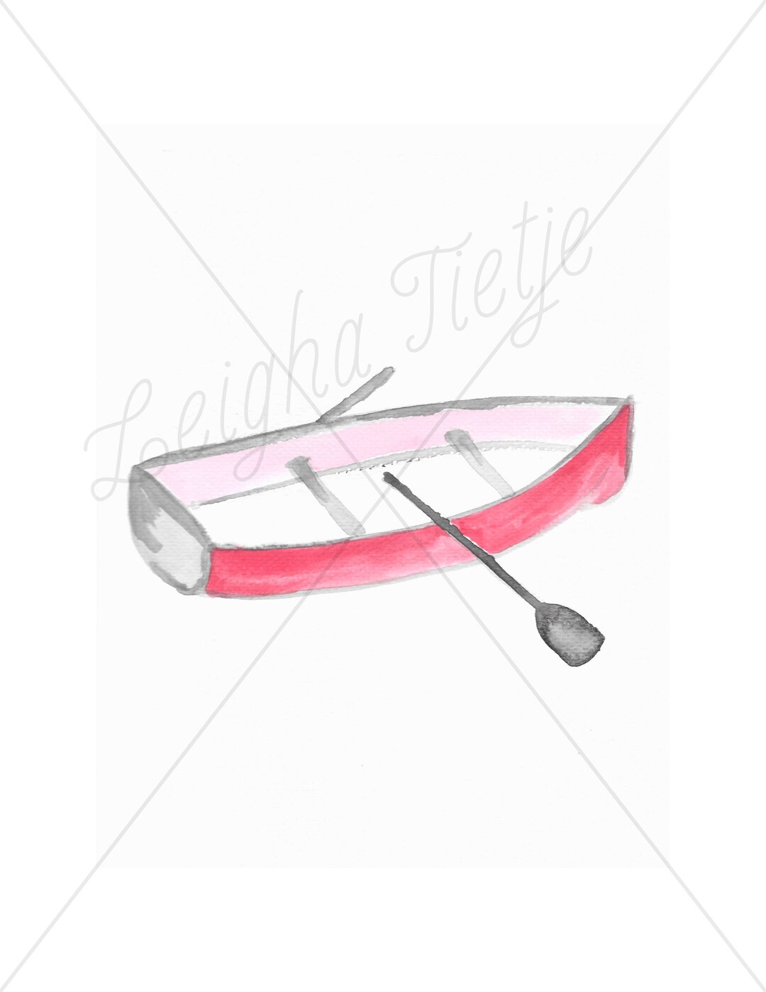 Rowboat Red Hand Painted Watercolor. Boat Wall Art Gallery - Etsy