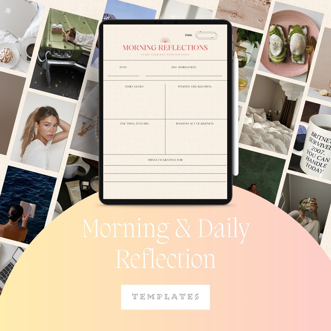 Daily & Morning Reflections + Cover Journal, Wellbeing Journal, Morning ...