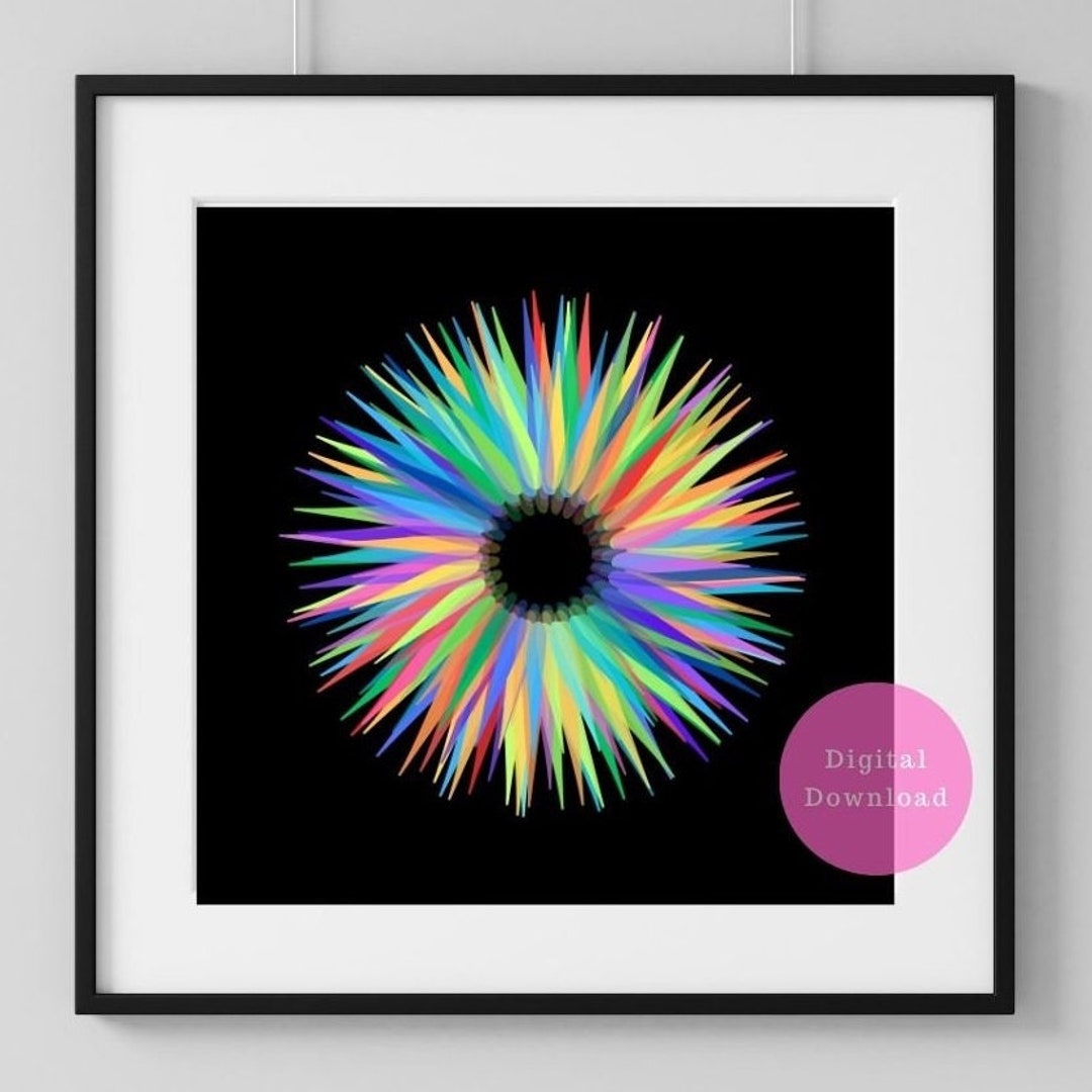 Geometric Wall Art, Colorful Sun, Modern Art, Chromesthetic, Hazel, Eye ...