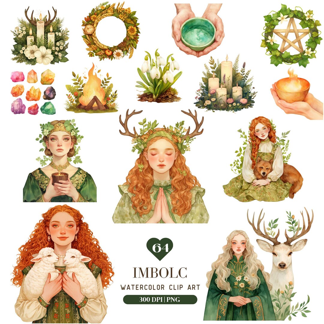 Watercolor Imbolc Spiritual Clipart, Pagan Witch Clipart, Goddess Fairy ...