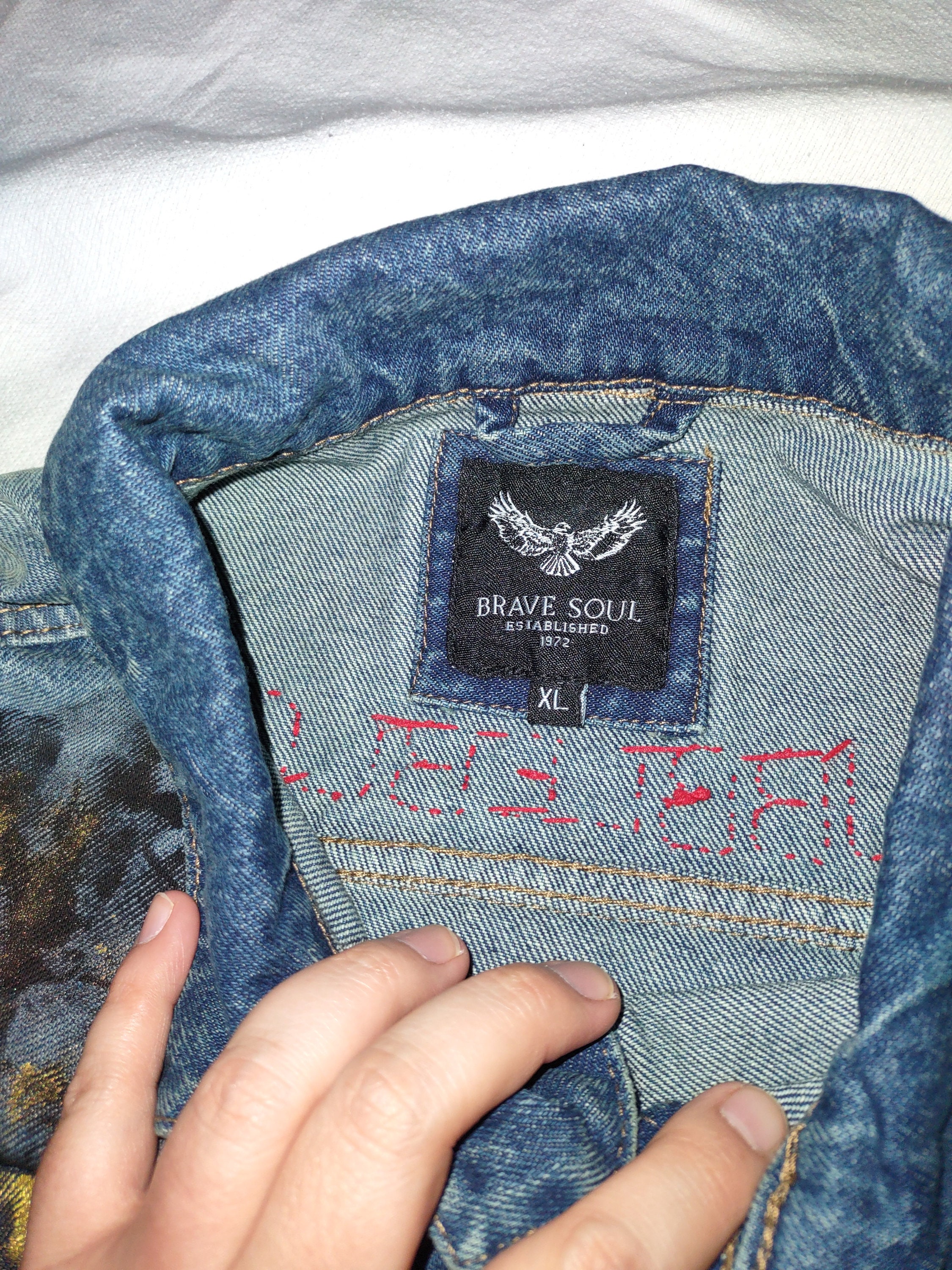 Custom Cyber Denim Jacket Hand Painted Alien and Hand Embroidery, This ...
