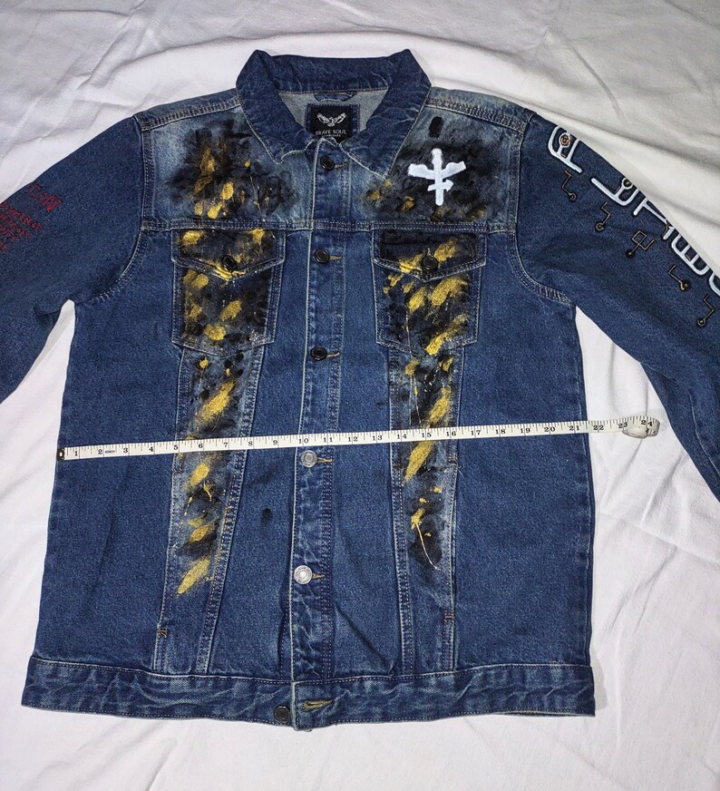 Custom Cyber Denim Jacket Hand Painted Alien and Hand Embroidery, This ...