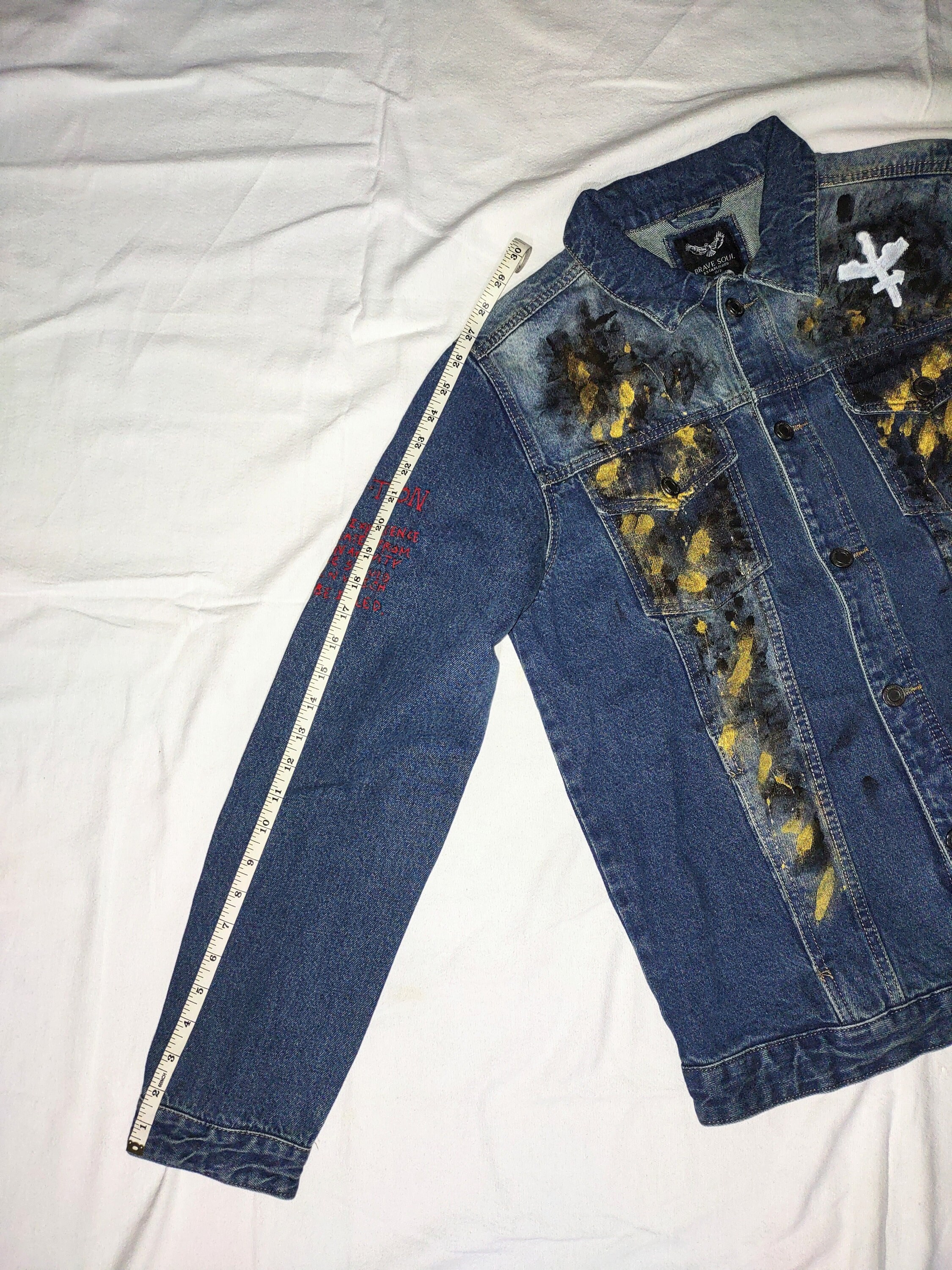 Custom Cyber Denim Jacket Hand Painted Alien and Hand Embroidery, This ...