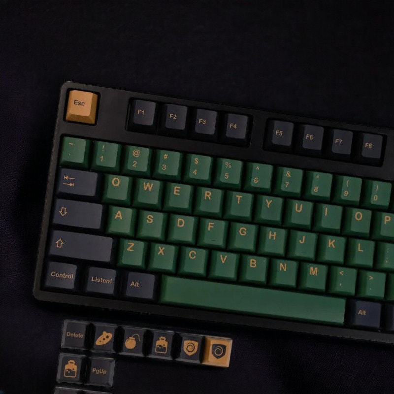 Green Black Link Keycaps Theme Keycap Set for Mechanical Keyboard 140 ...