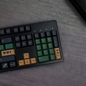 Green Black Link Keycaps Theme Keycap Set for Mechanical Keyboard | 140 ...