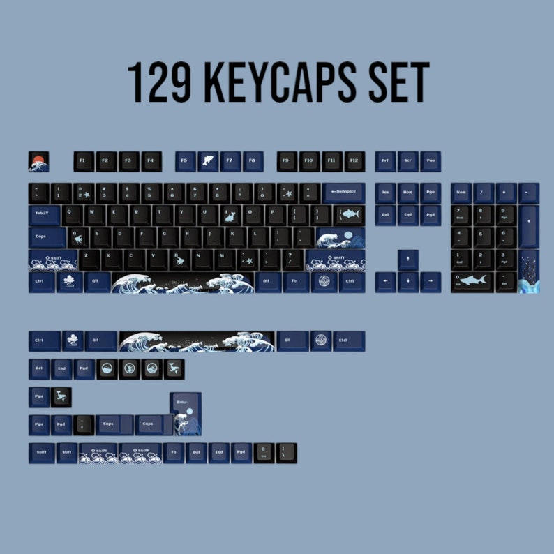 Stormy Dark Night at Sea Theme Cute Cool Keycaps Set for Mechanical ...