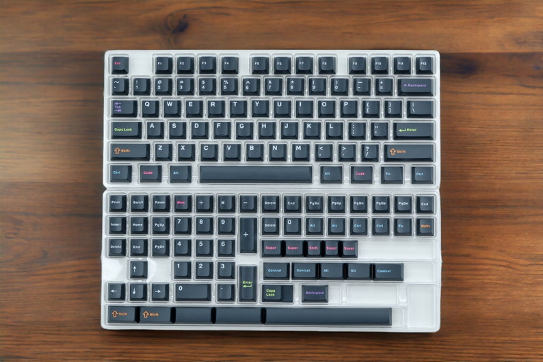 Midnight Charcoal Black Theme Cute Cool Keycaps Set for Mechanical ...