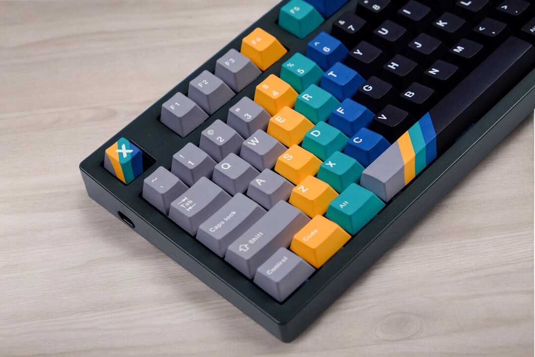 Keycaps Set Black Gradient Multicolor Theme Cute Cool for Mechanical ...