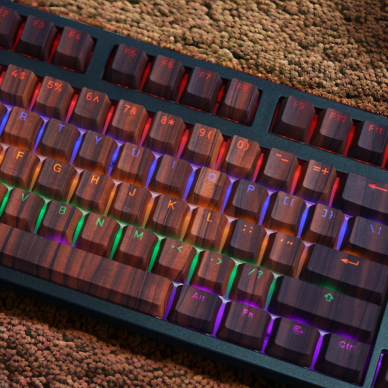 Backlit Walnut Wood Nature Cute Cool Imitation Keycaps for - Etsy