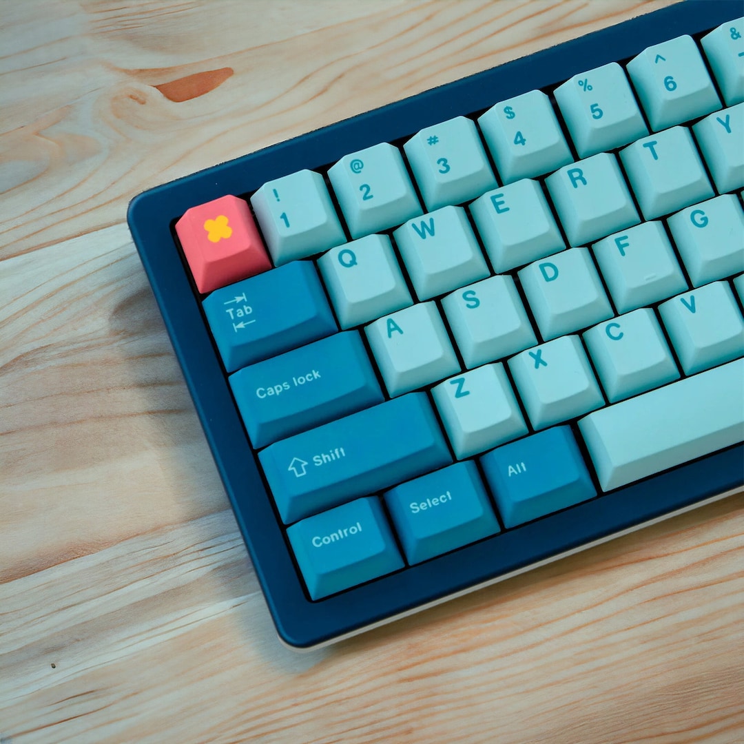 Cobalt Citrus Aqua Lemon Theme Cute Cool Keycaps Set for Mechanical ...