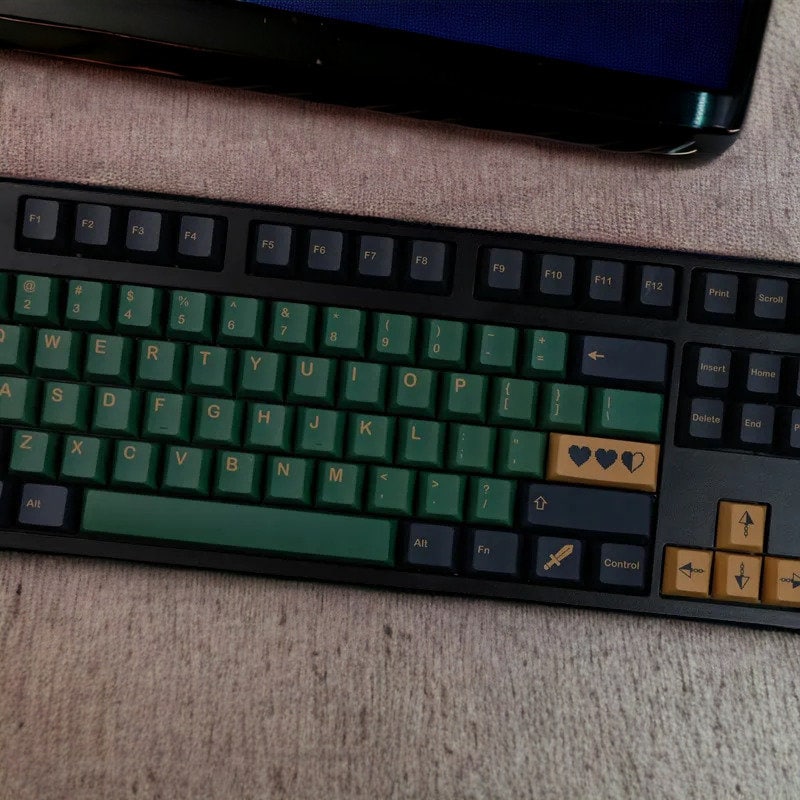 Green Black Link Keycaps Theme Keycap Set for Mechanical Keyboard | 140 ...