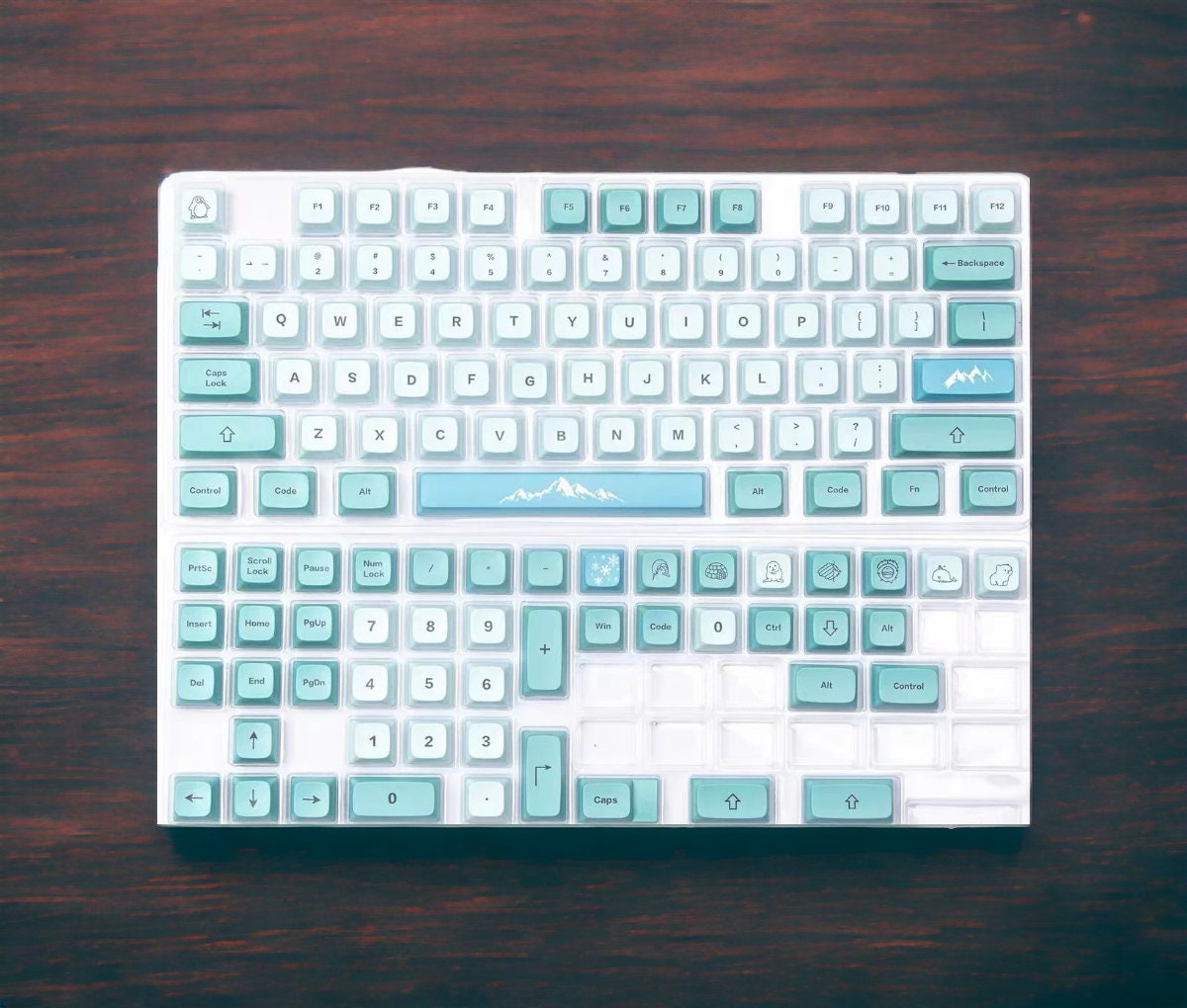 Arctic Tundra Polar Glacier Theme Cute Cool Keycaps Set for Mechanical ...