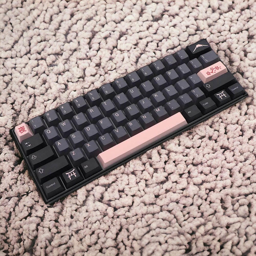 Night Sakura Japanese Theme Cool Cute Keycaps Set for Mechanical ...