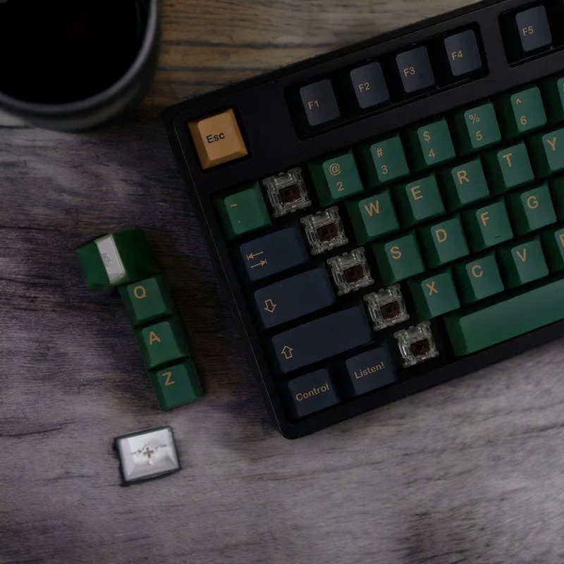 Green Black Link Keycaps Theme Keycap Set for Mechanical Keyboard 140 ...