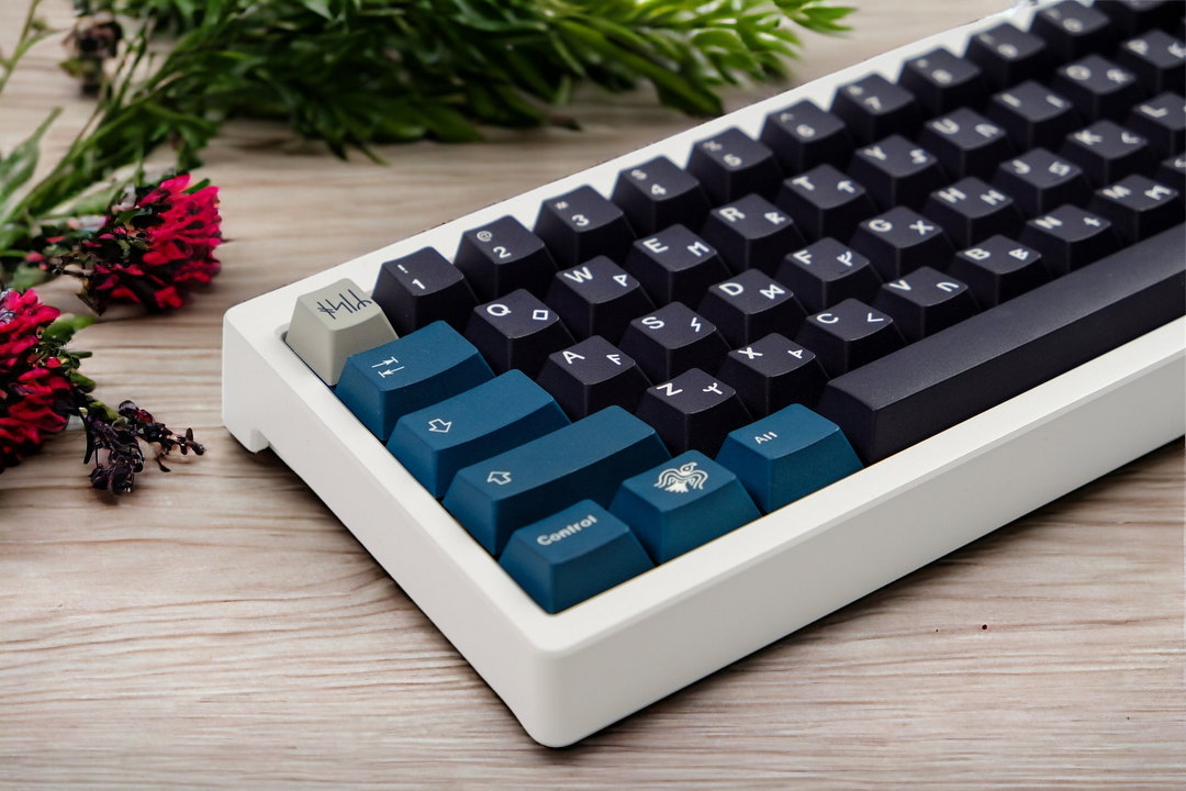 Blue Dialect Alpha Gray Theme Cute Cool Keycaps Set for Mechanical ...