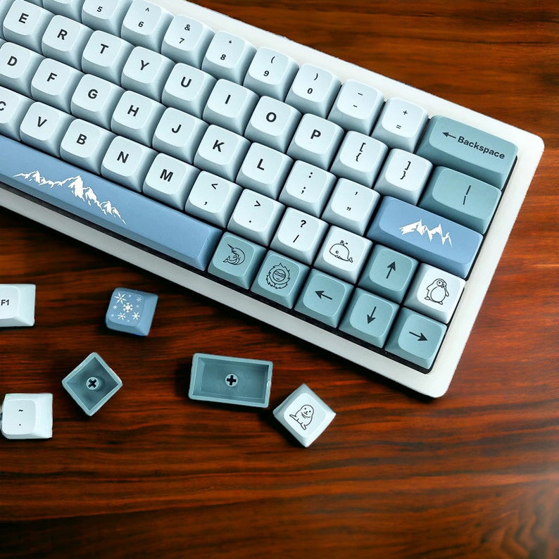 Arctic Tundra Polar Glacier Theme Cute Cool Keycaps Set for Mechanical ...