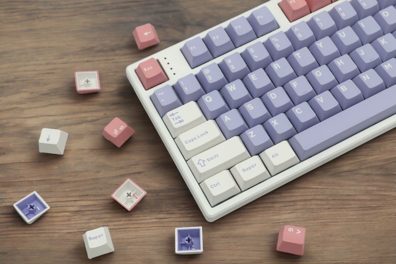 Celestial Lavender Breeze Theme Cute Cool Keycaps Set for Mechanical ...