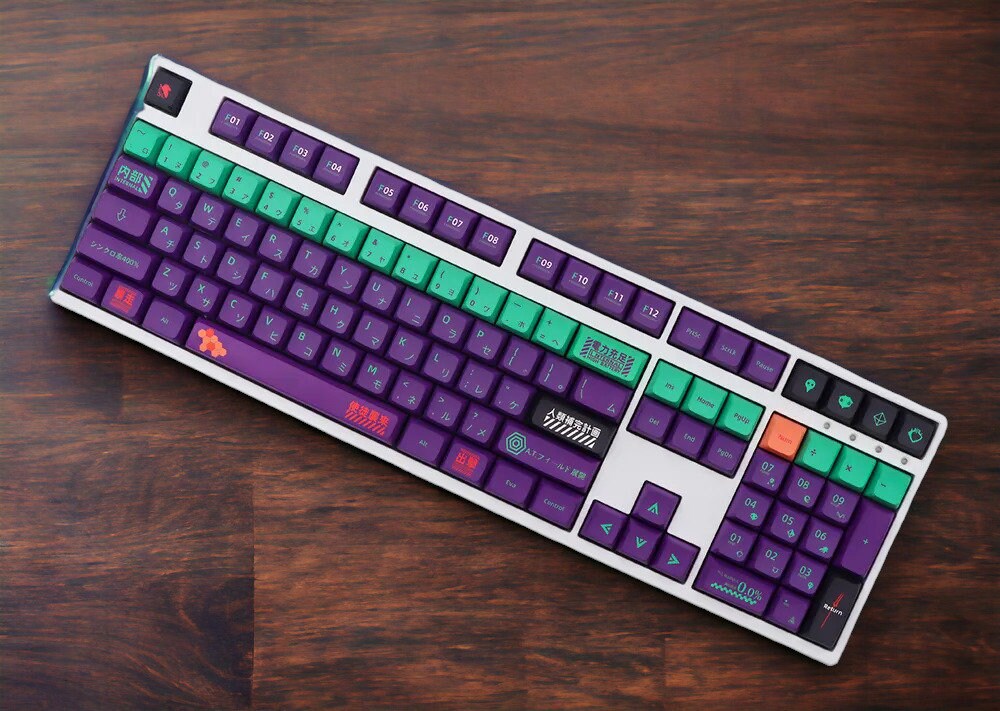 EVA Unit-01 Mecha Robot Purple Keycaps Japanese Anime Theme Keycaps Set ...