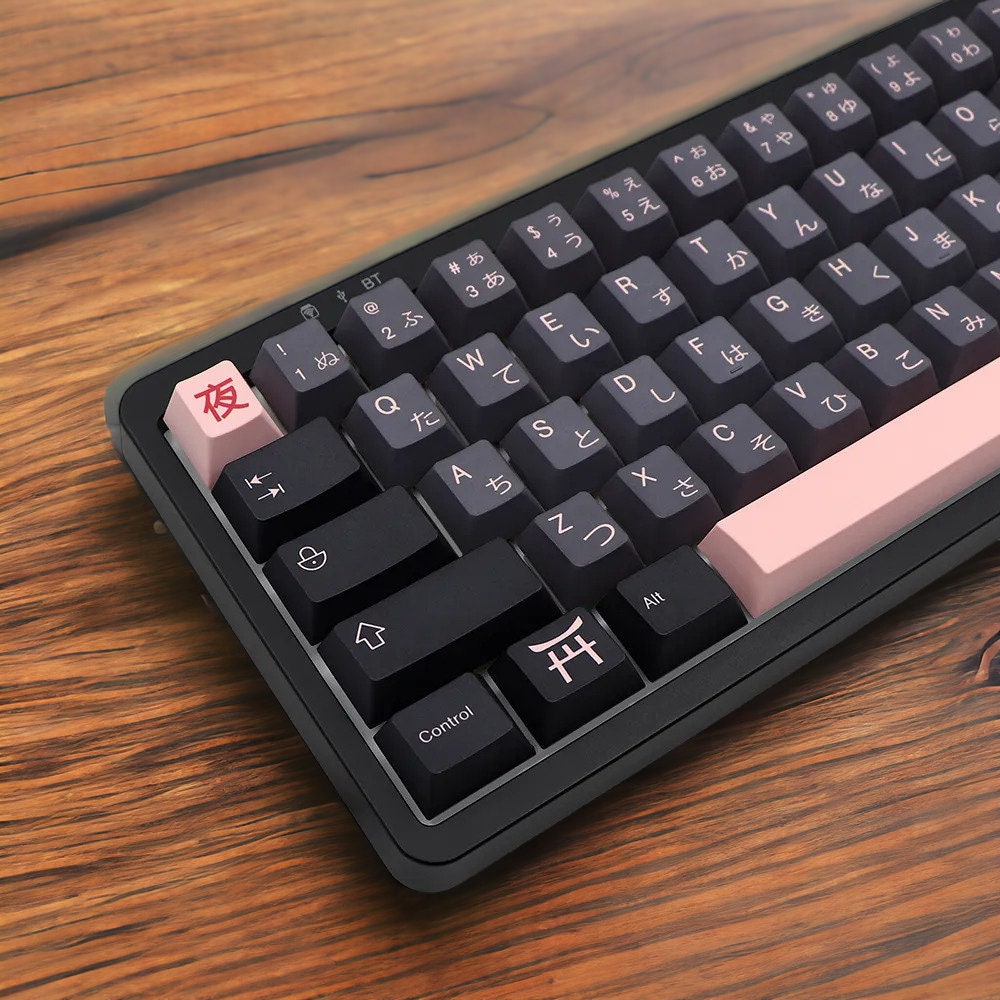 Night Sakura Japanese Theme Cool Cute Keycaps Set for Mechanical ...