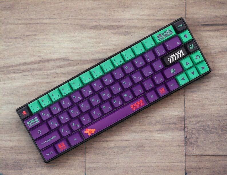 EVA Unit-01 Mecha Robot Purple Keycaps Japanese Anime Theme Keycaps Set ...