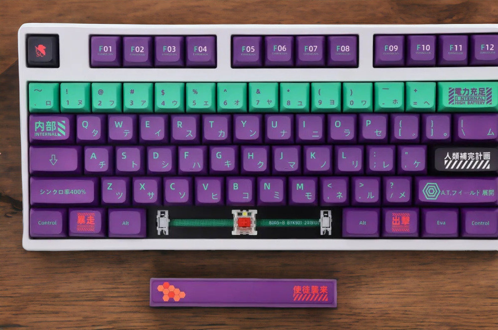 EVA Unit-01 Mecha Robot Purple Keycaps Japanese Anime Theme Keycaps Set ...