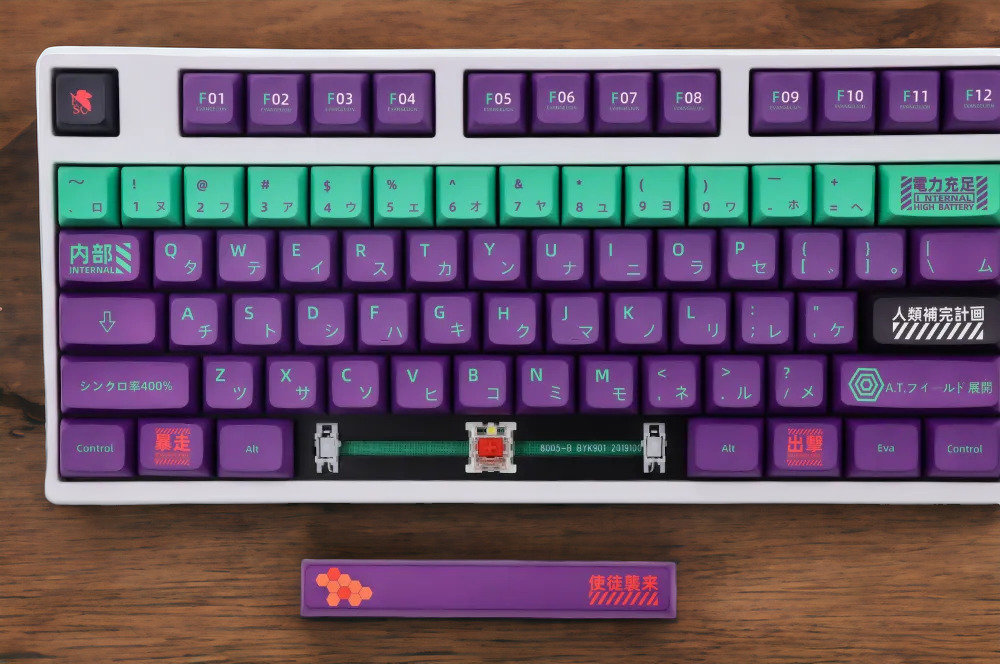 EVA Unit-01 Mecha Robot Purple Keycaps Japanese Anime Theme Keycaps Set ...