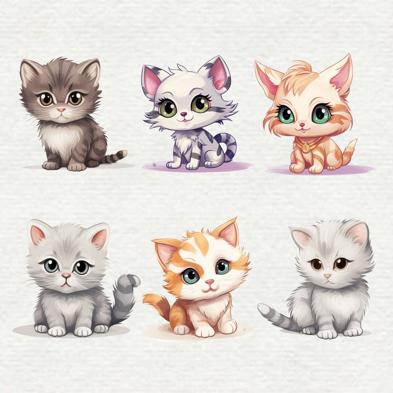 20 Cute Cats Clipart | PNG & JPG Cute Cats PNG Perfect for Card Making ...