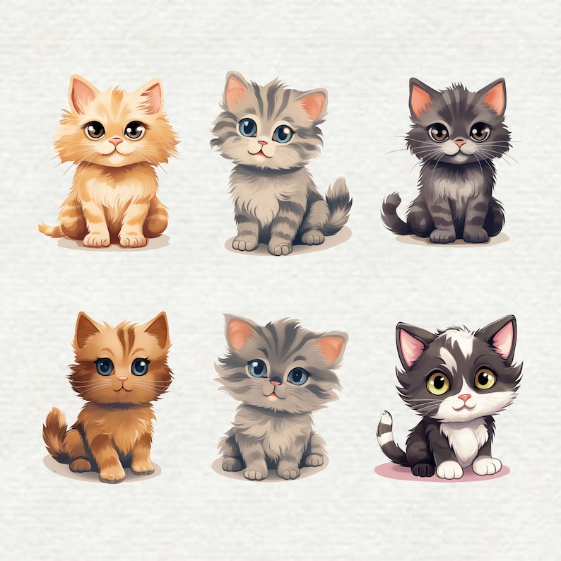 20 Cute Cats Clipart | PNG & JPG Cute Cats PNG Perfect for Card Making ...