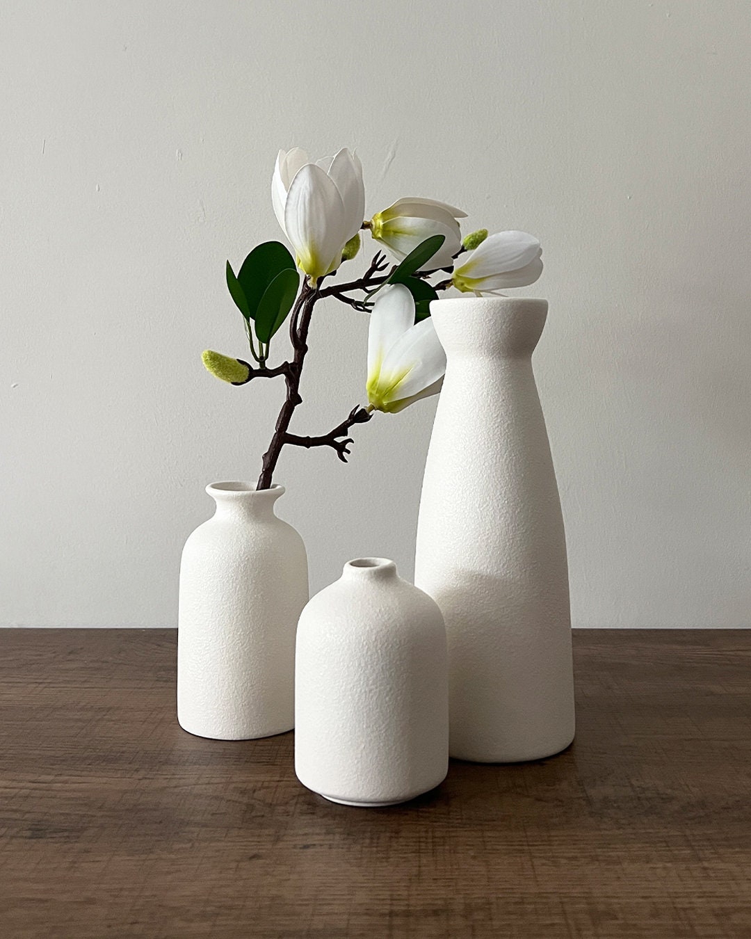 Set of Three: Minimalist Scandinavian Ceramic Vases in Elegant Matte ...