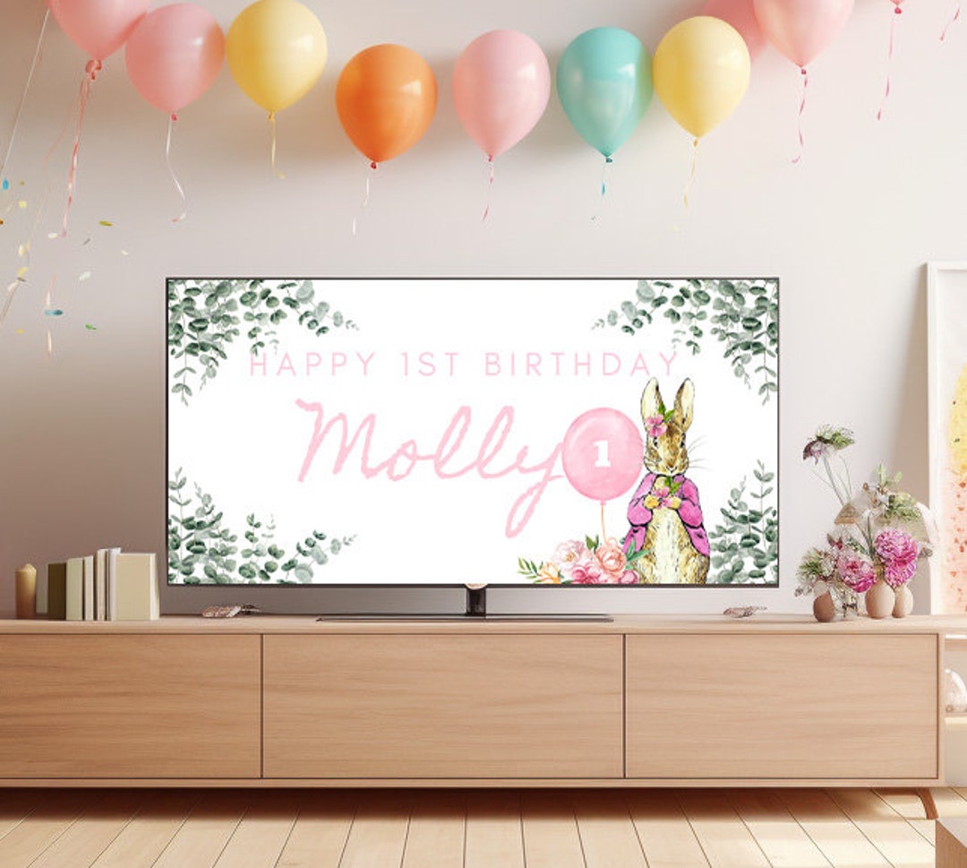Personalized Happy Birthday TV Art Banner, Birthday Frame Smart TV, USB ...