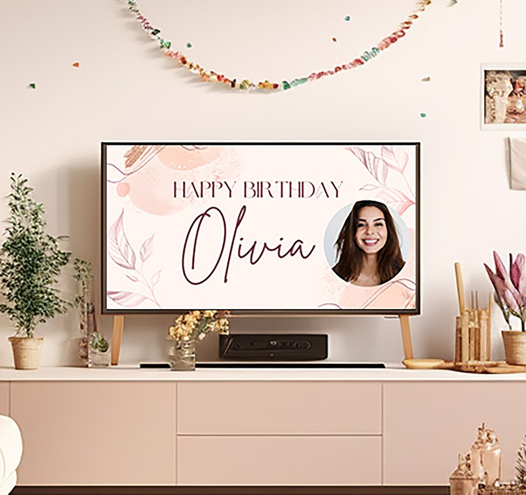 Personalized Happy Birthday TV Art Banner, Birthday Frame Smart TV, USB ...