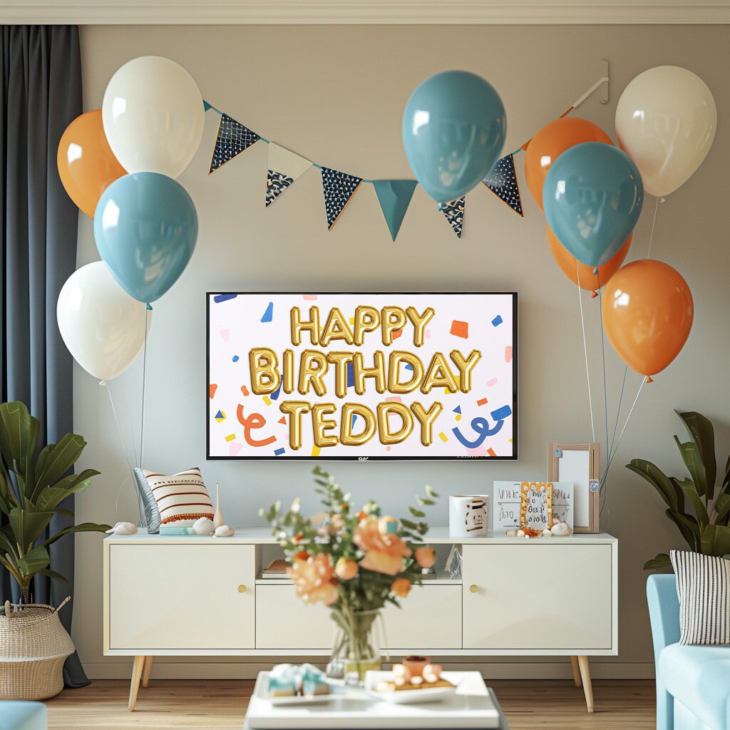 Personalized Happy Birthday TV Art Banner, Birthday Frame Smart TV, USB ...